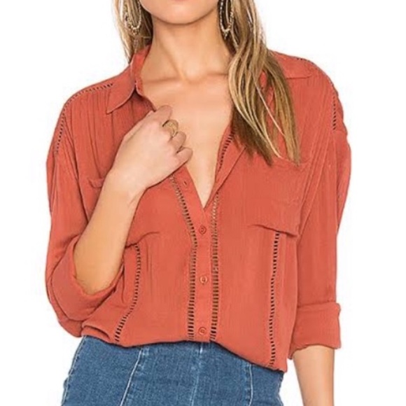 Amuse Society | Tops | Amuse Society Terracotta Burnt Orange Button ...